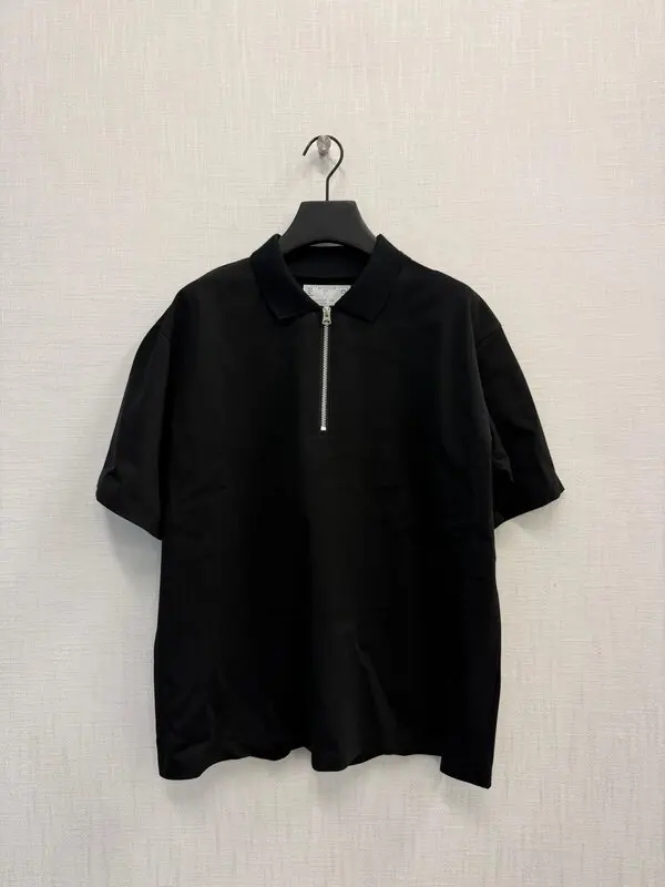 Sacai Quater-zip Short-sleeve Polo Shirt