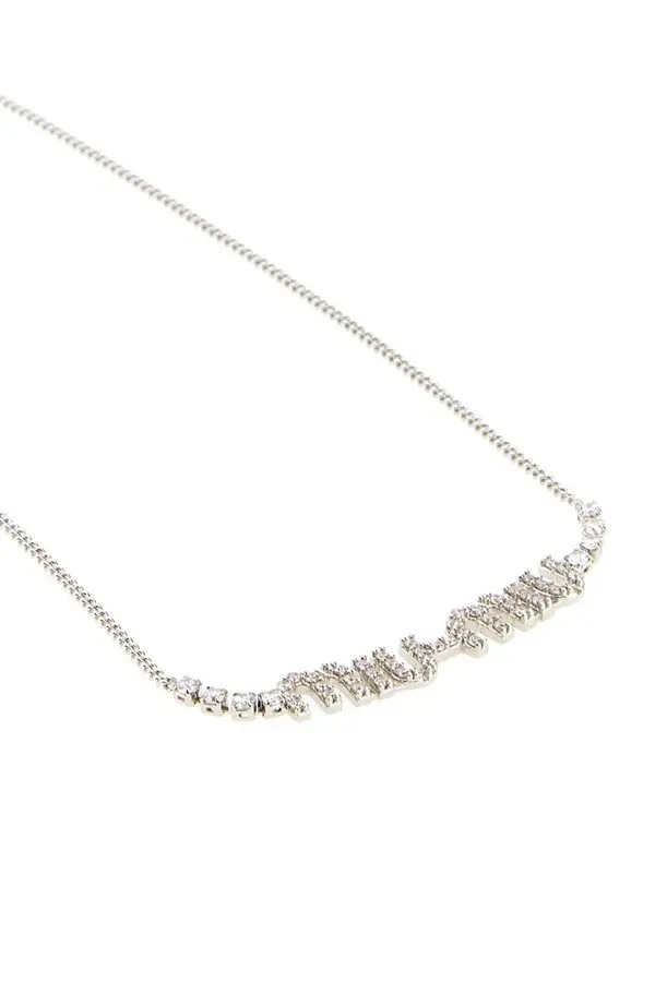 Miu Miu Metal Necklace With Crystals