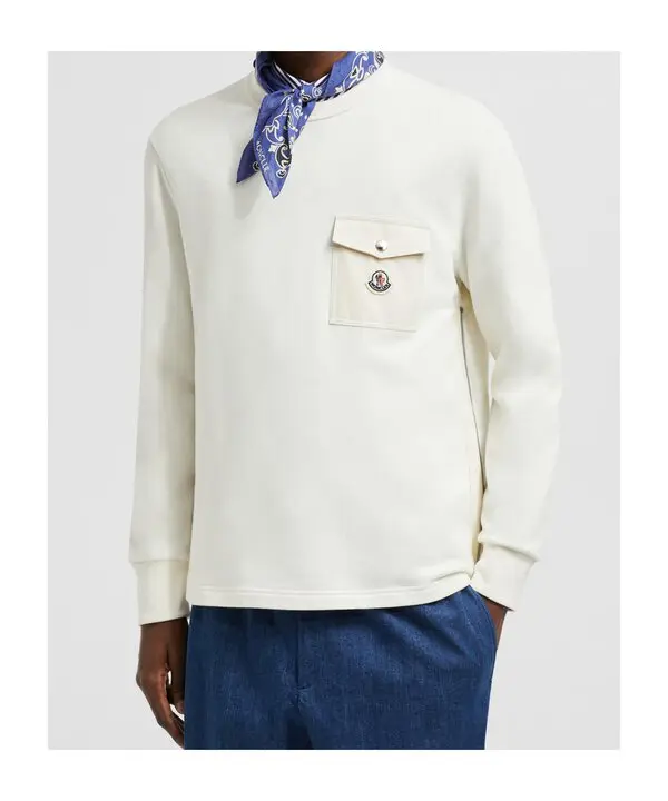 Moncler Logo Patch Chest Pocket Crewneck Sweatshirt