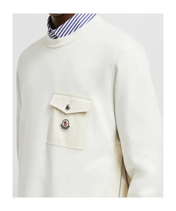 Moncler Logo Patch Chest Pocket Crewneck Sweatshirt