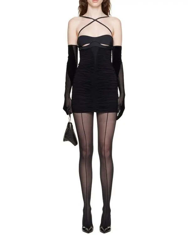 MUGLER Cut-out Detail Ruched Minidress