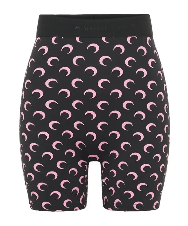 MARINE SERRE Crescent Print Stretched Mini Shorts