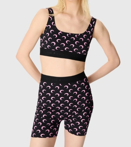 MARINE SERRE Crescent Print Stretched Mini Shorts