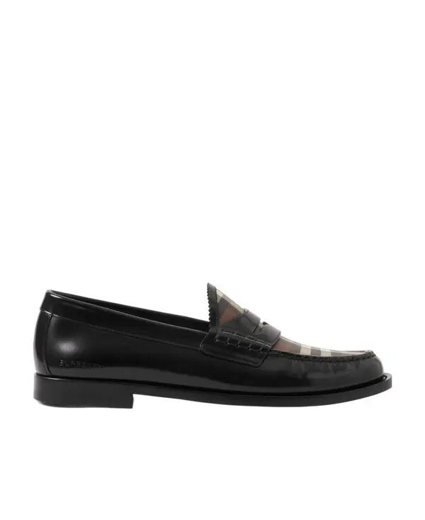 Burberry Checked Panel Leather Loafers