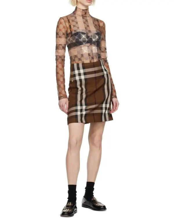 Burberry Checked Panel Leather Loafers