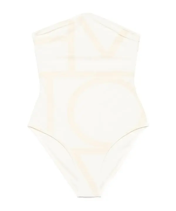 TOTEME Monogram Strapless Stretched Swimsuit - True Color