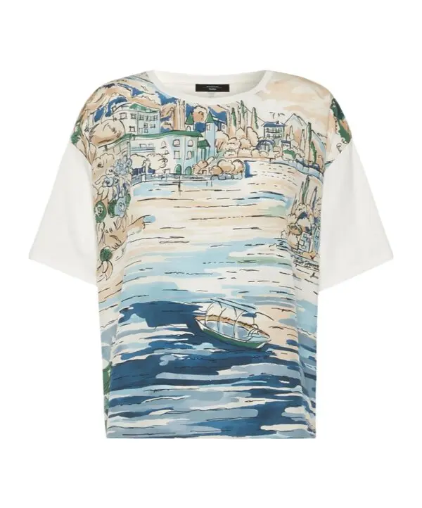 Max Mara Printed T-shirt - Light Blue