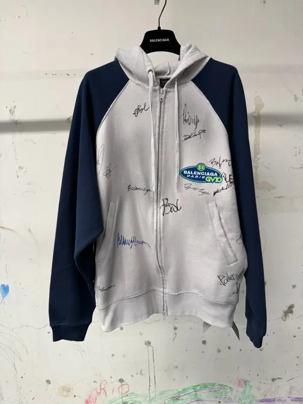 Balenciaga Banana Raglan Oversized Zip-up Hoodie - Gray
