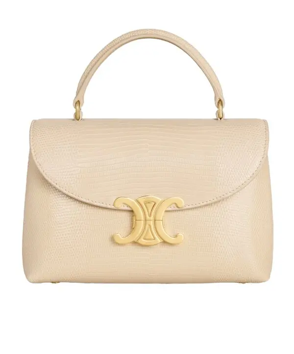 Celine Teen Nino Bag In Lizard - Dark Ivory