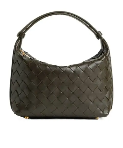 Bottega Veneta Wallace Woven Shoulder Bag - Khaki