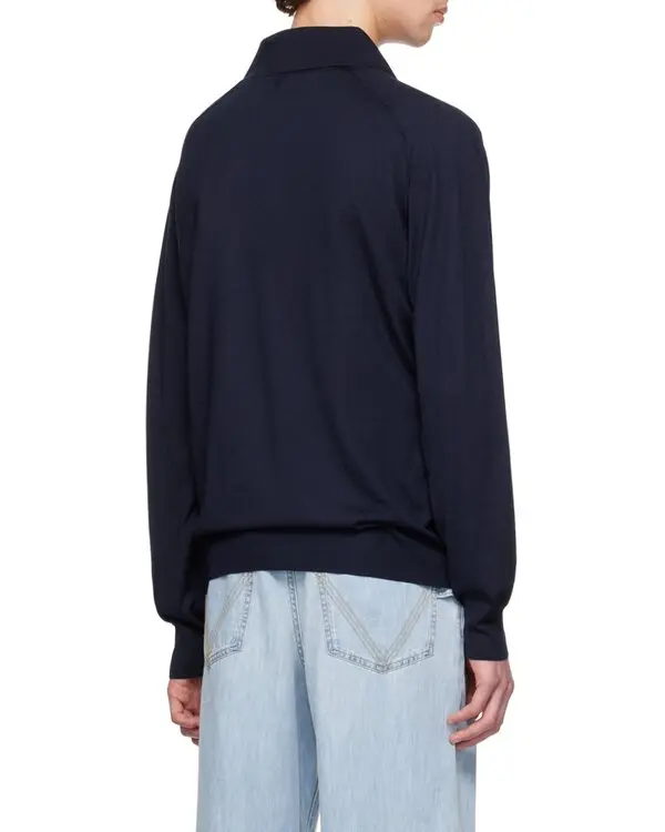 Bottega Veneta Long Sleeved Knitted Polo Shirt