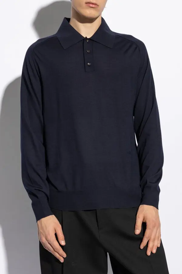Bottega Veneta Long Sleeved Knitted Polo Shirt