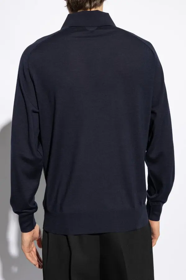Bottega Veneta Long Sleeved Knitted Polo Shirt