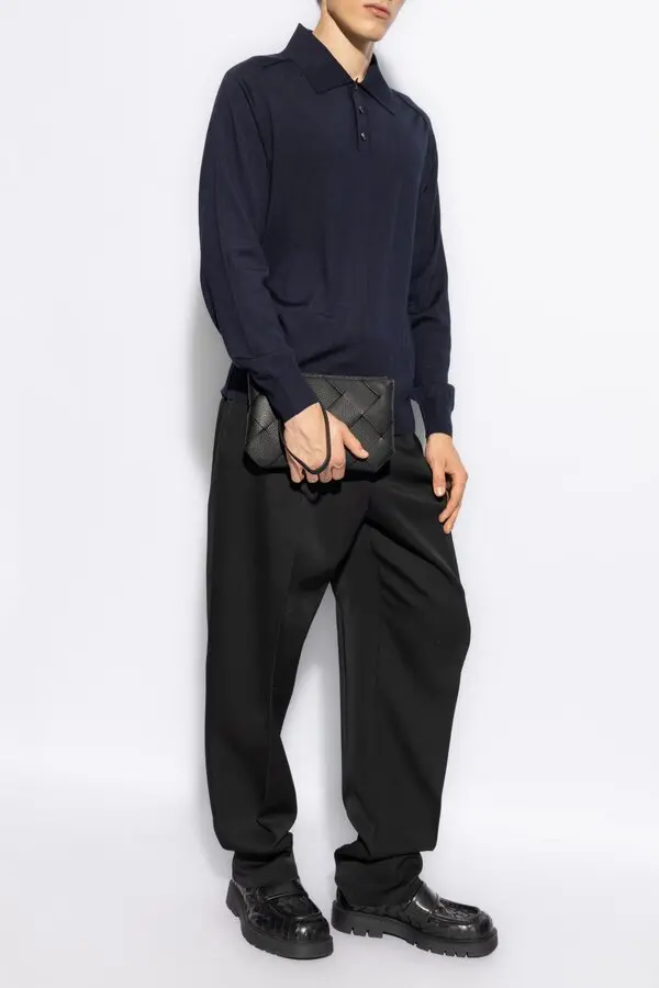 Bottega Veneta Long Sleeved Knitted Polo Shirt
