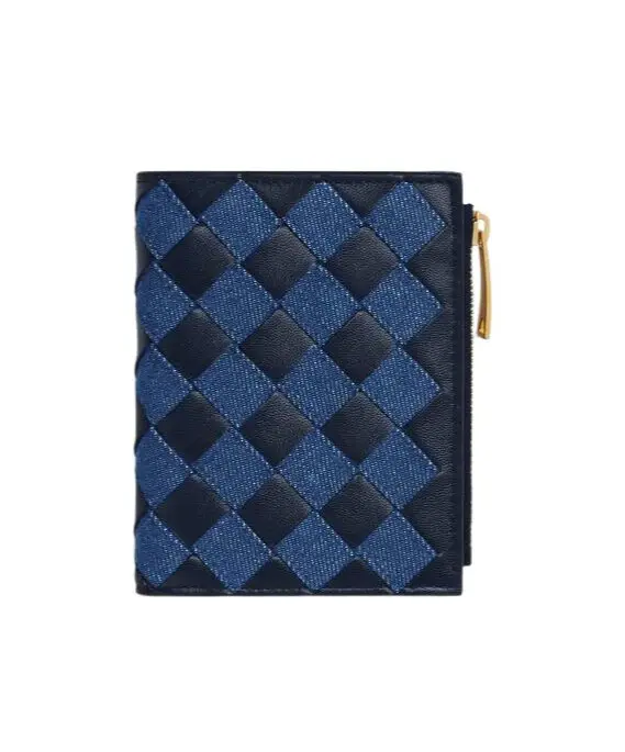 Bottega Veneta Intrecciato Small Bi-fold Wallet - Blue