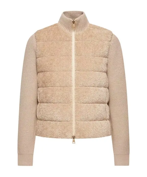 Moncler Padded Teddy Wool Zip-up Cardigan