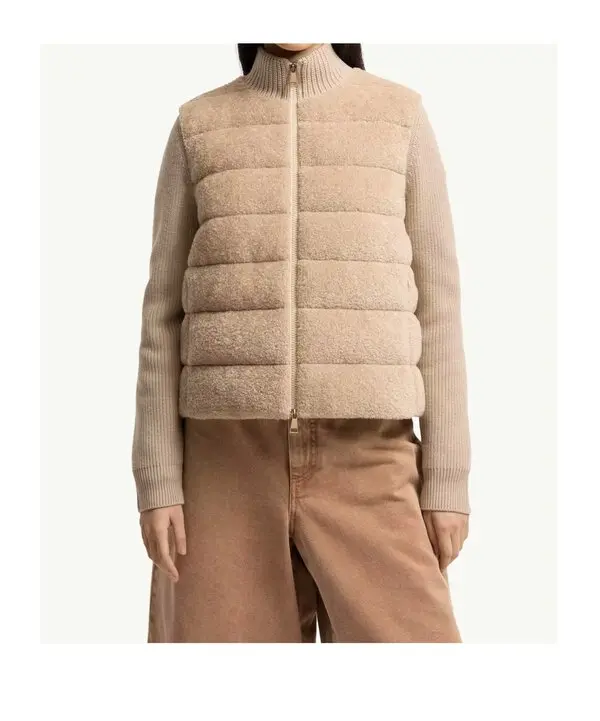 Moncler Padded Teddy Wool Zip-up Cardigan