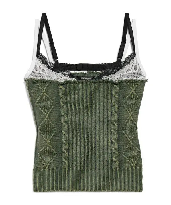 Balenciaga Lace-detailed Patched Tank Top