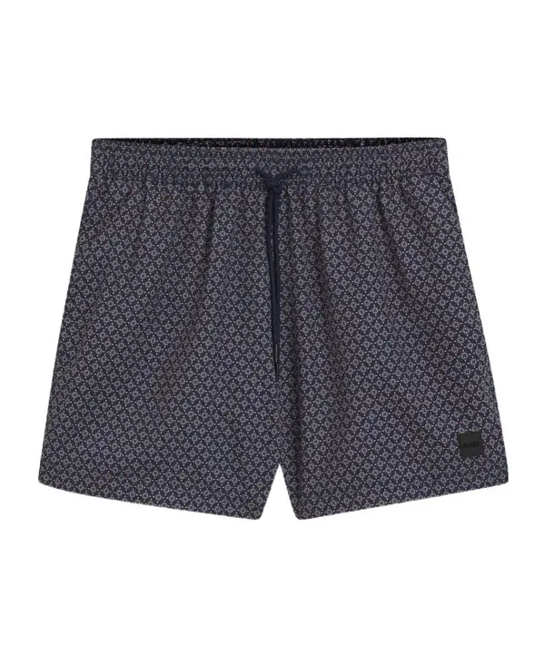 Hugo Boss Graphic-pattern Swim Shorts - Black