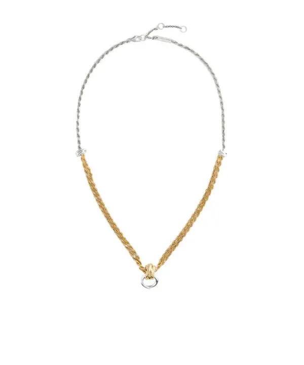 Bottega Veneta Two Tone Knotted Pendant Necklace - Silver/gold