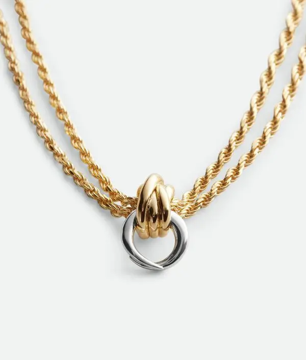 Bottega Veneta Two Tone Knotted Pendant Necklace