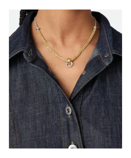 Bottega Veneta Two Tone Knotted Pendant Necklace