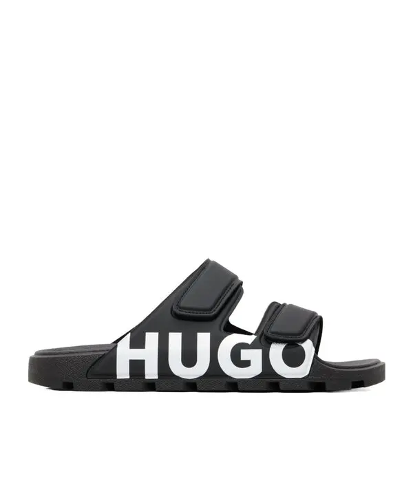 Hugo Boss Logo Double-strap Slippers - Black