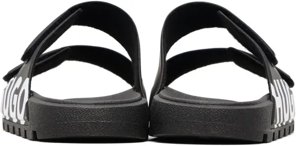 Hugo Boss Logo Double-strap Slippers - Black