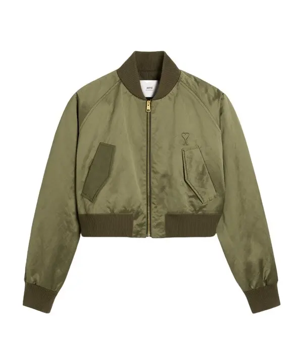 AMI Paris Satin De Coeur Bomber Jacket