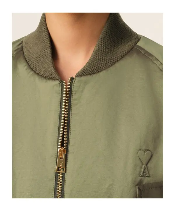 AMI Paris Satin De Coeur Bomber Jacket