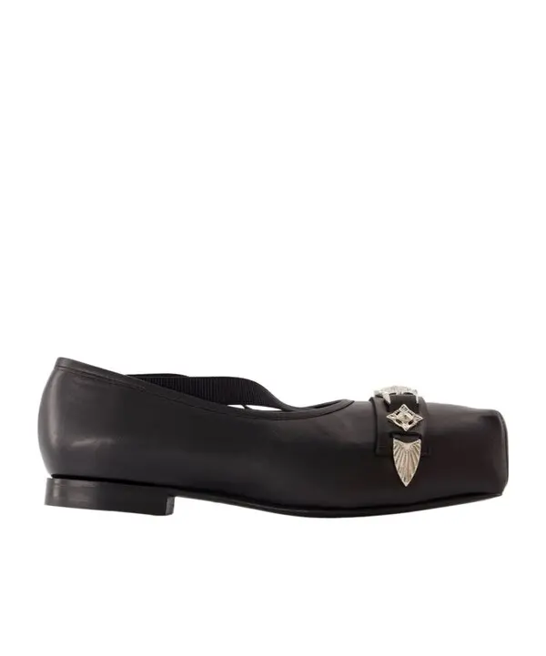 Toga Metallic Detail Square-toe Ballerina Shoes
