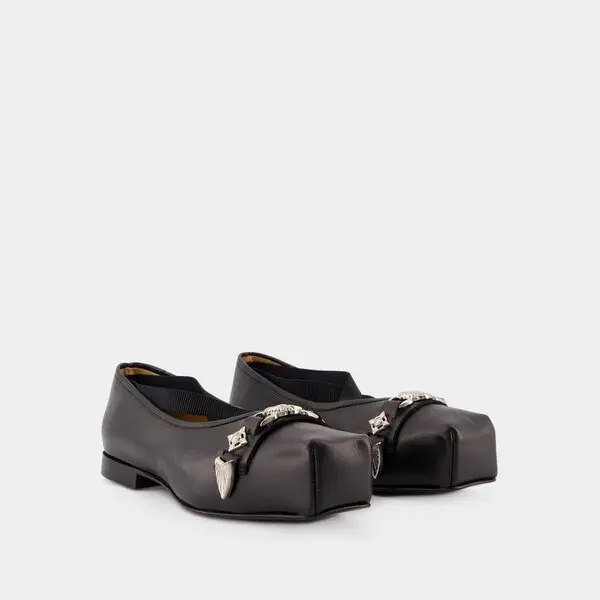 Toga Metallic Detail Square-toe Ballerina Shoes