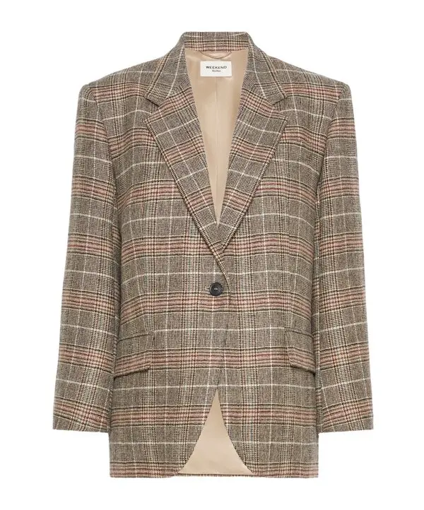 Max Mara Prince Of Wales Check Wool Single-breasted Blazer