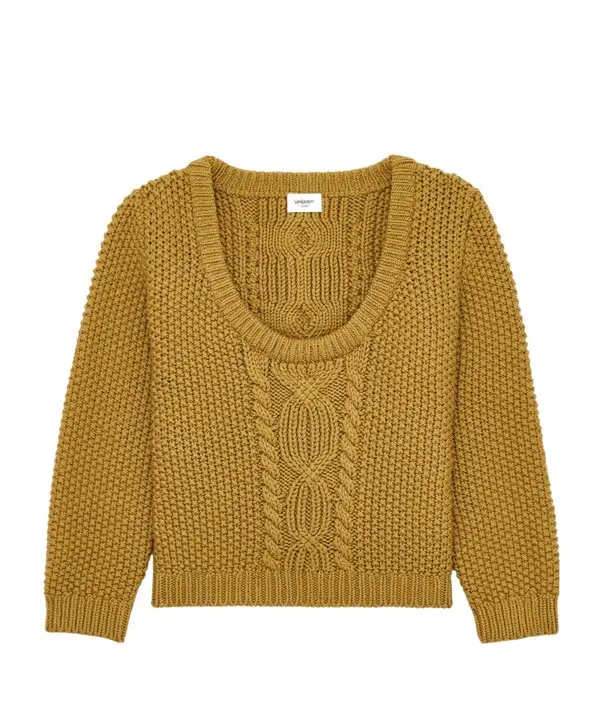 Saint Laurent Wool Knit Scoop-neck Sweater - Ocre