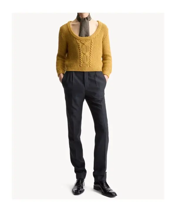 Saint Laurent Wool Knit Scoop-neck Sweater - Ocre