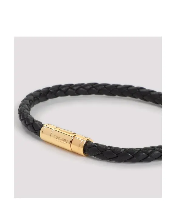 TOM FORD Logo-engraved Braided Leather Bracelet