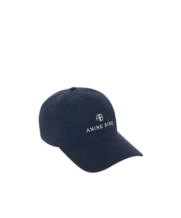 ANINE BING Jeremy Logo Embroidered Baseball Cap - Washed Navy