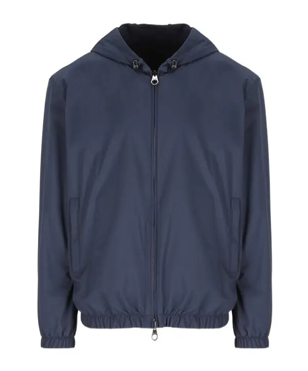 Loro Piana Zip-up Hooded Reversible Bomber Jacket - Blue Navy