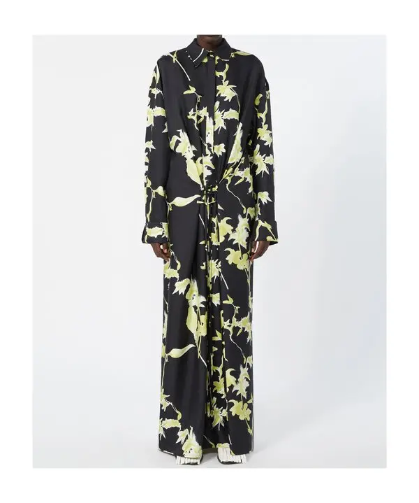 Sportmax Floral Print Long Sleeve Maxi Dress