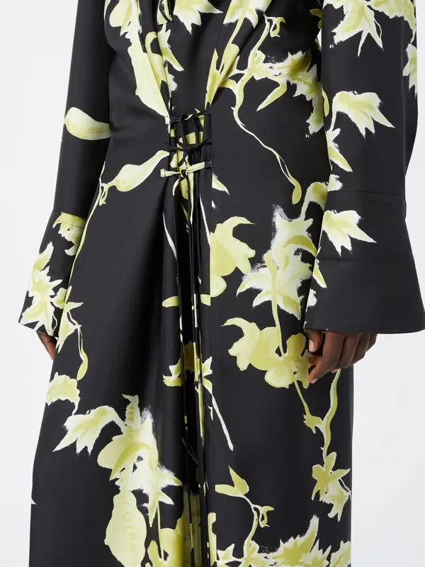 Sportmax Floral Print Long Sleeve Maxi Dress