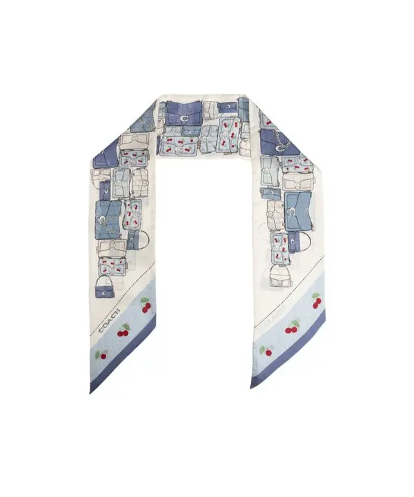 COACH Printed Skinny Scarf - White