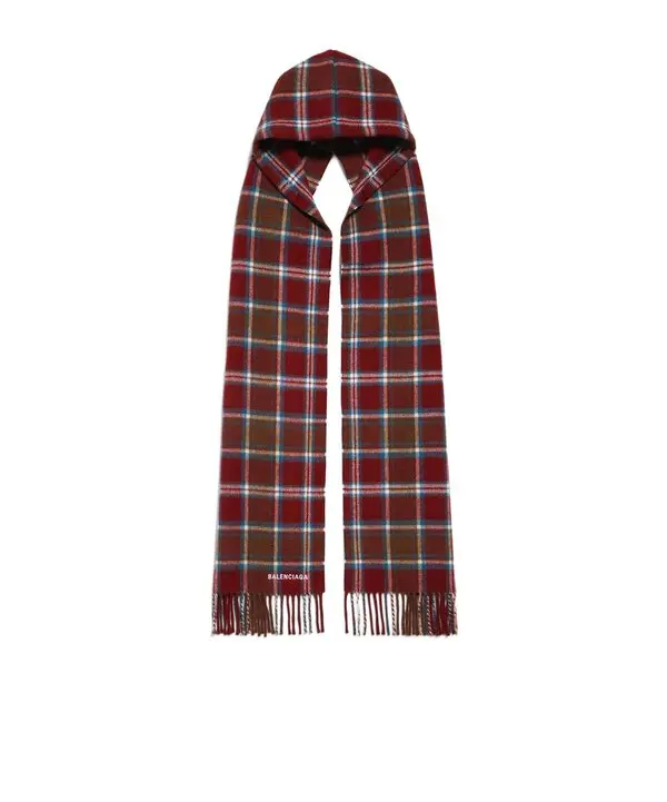 Balenciaga Checked Hooded Scarf