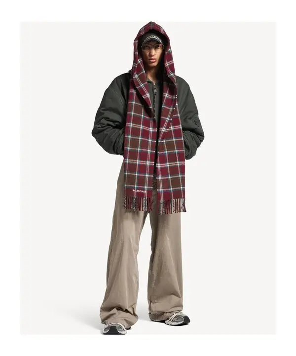 Balenciaga Checked Hooded Scarf