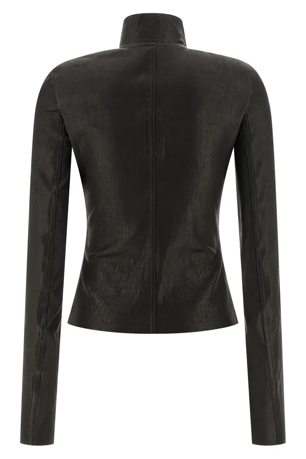 Rick Owens High Neck Zip-up Leather Jacket