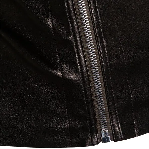 Rick Owens High Neck Zip-up Leather Jacket