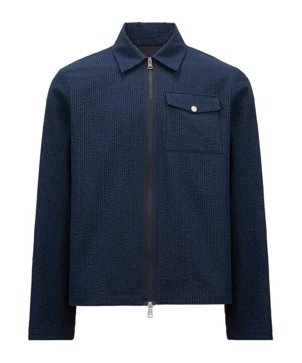 Moncler Seersucker Zip-up Shirt Jacket