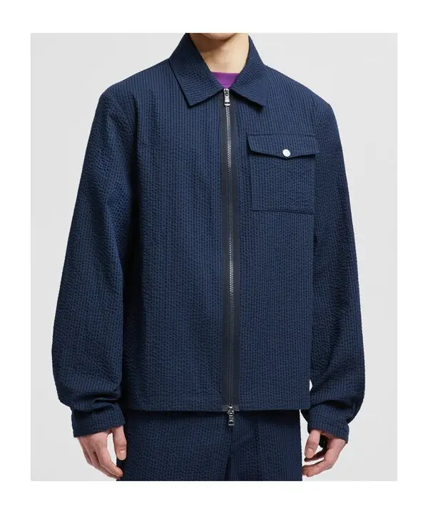 Moncler Seersucker Zip-up Shirt Jacket