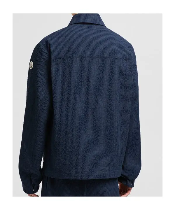 Moncler Seersucker Zip-up Shirt Jacket