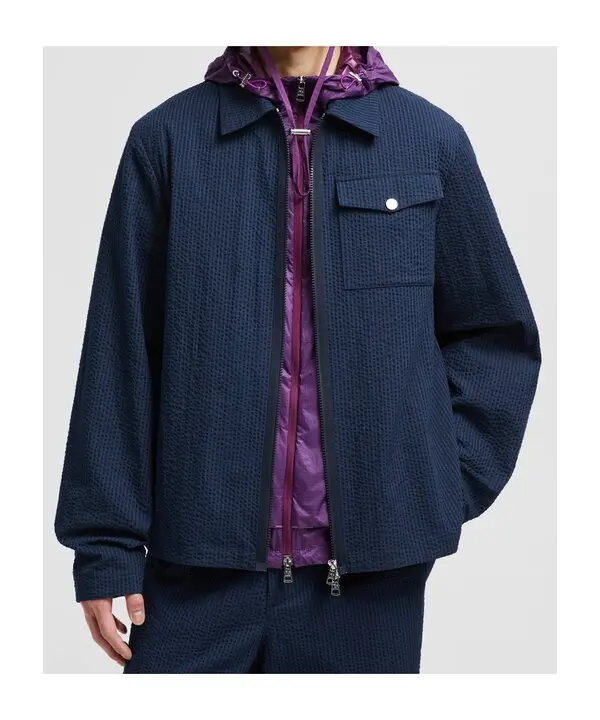 Moncler Seersucker Zip-up Shirt Jacket