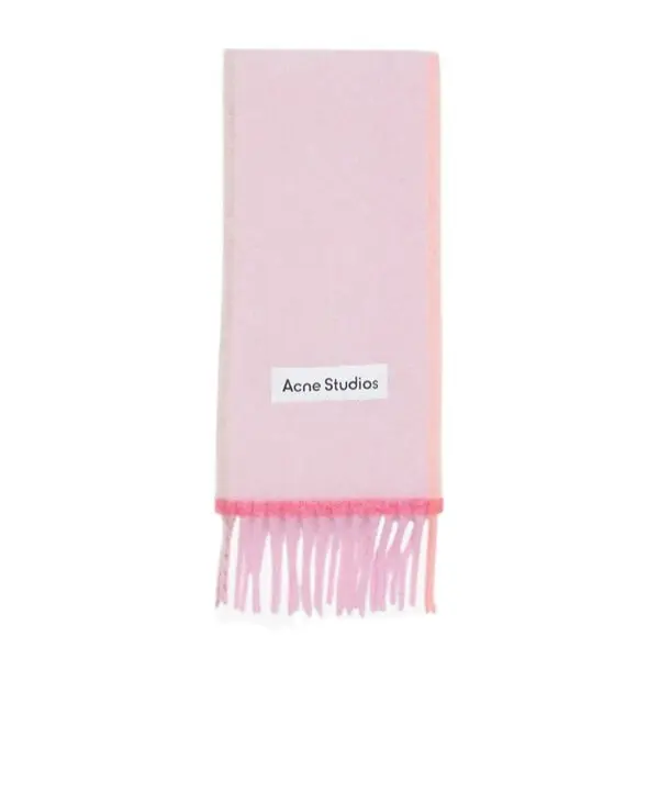 Acne Studios Logo Patch Fringed-edge Scarf - Pink